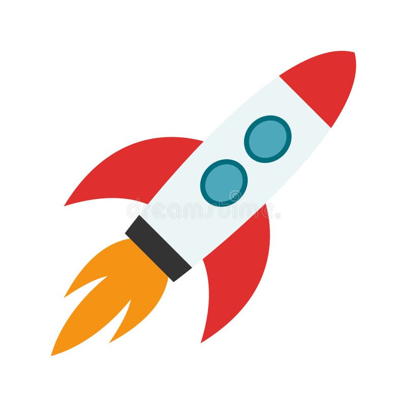 Rocket Space Ship. Space Rocket Launch with Fire Stock Vector ...