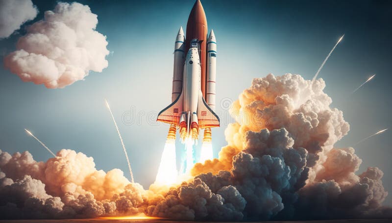 Rocket Space Ship Launch, Generative AI Stock Illustration ...