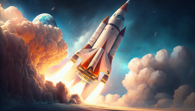 Rocket Space Ship Launch Illustration Stock Illustration - Illustration ...