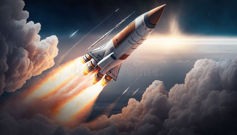 Rocket Space Ship Launch Illustration Stock Illustration - Illustration ...