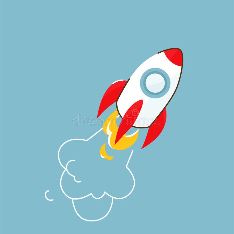 Rocket Space Ship Take Off Vector Illustration. Simple Modern Flat ...
