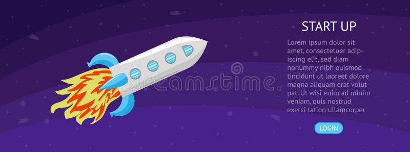 Rocket in Space. Start Up Concept Vector Illustration. Stock Vector ...