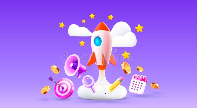 Rocket Space Startup, Creative Idea Cover, Management Icons, Vector ... Rocket Space Startup, Creative Idea Cover, Management Icons, Vector ...