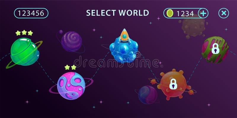 Space Trip Concept, Space Map with Slime Planets Stock Vector ...