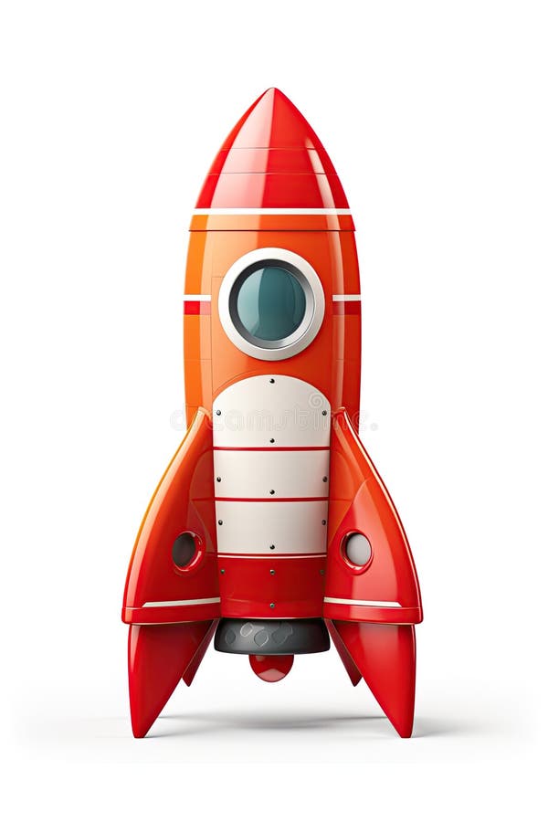 Rocket, Spacecraft in Cartoon Style Design Isolated on White Background ...