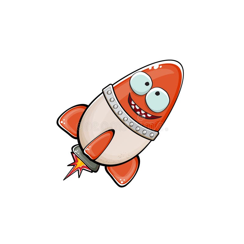 Rocket Spaceship Character. Cartoon Space Rocket Isolated on White ...