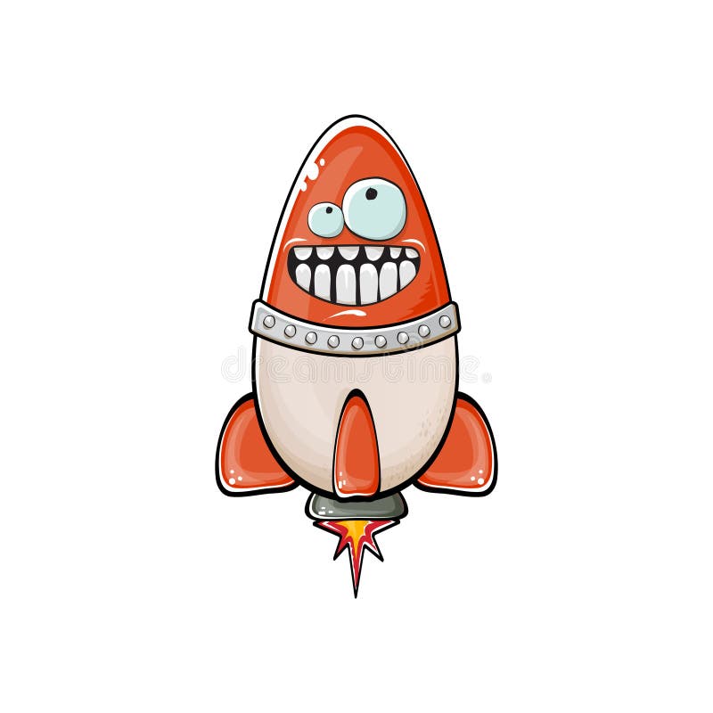 Rocket Spaceship Character. Cartoon Space Rocket Isolated on White ...