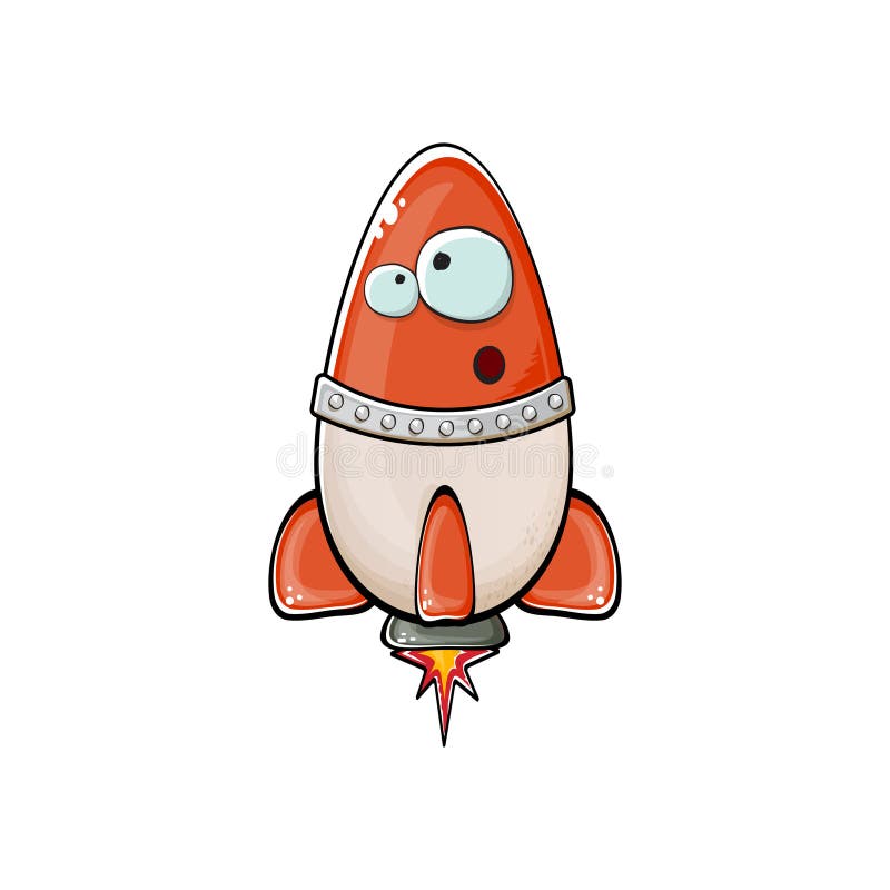 Rocket Spaceship Character. Cartoon Space Rocket Isolated on White ...