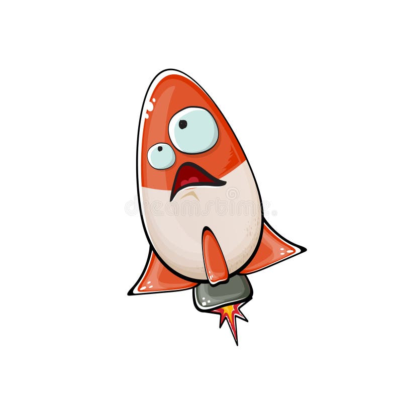 Rocket Spaceship Character. Cartoon Space Rocket Isolated on White ...