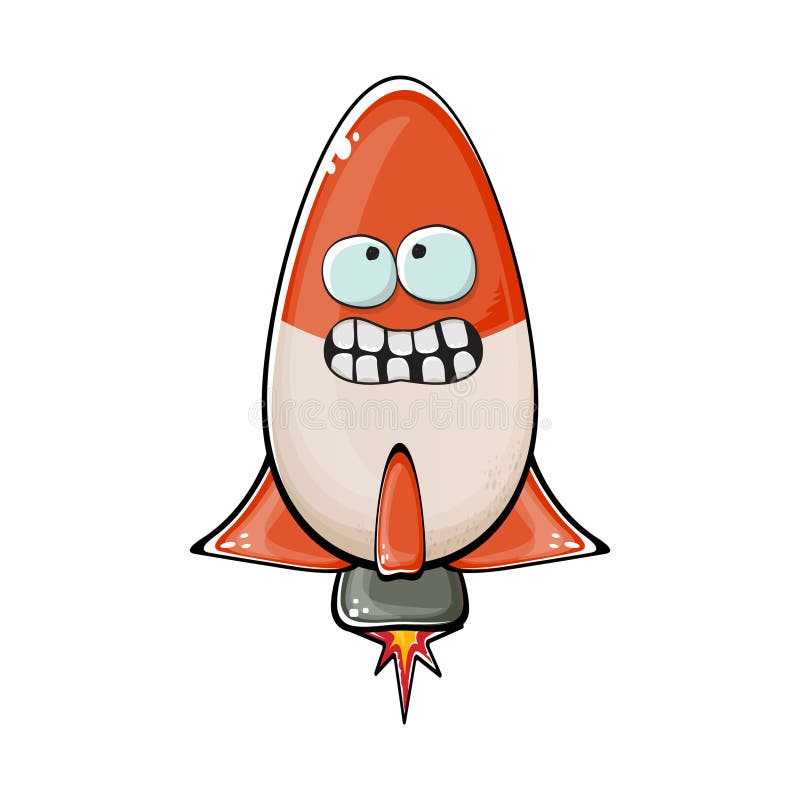 Rocket Spaceship Character. Cartoon Space Rocket Isolated on White ...
