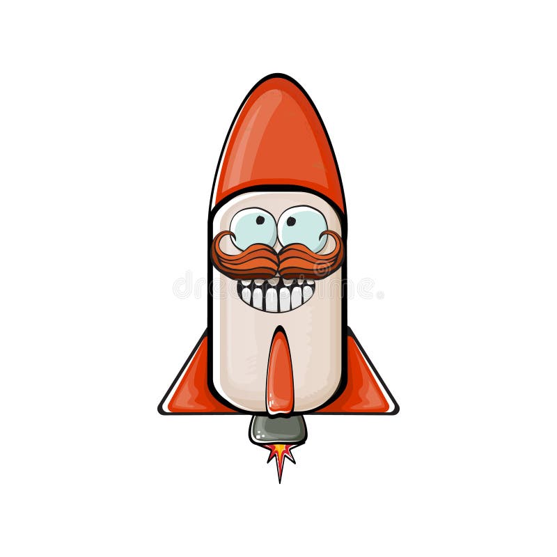 Rocket Spaceship Character. Cartoon Space Rocket Isolated on White ...
