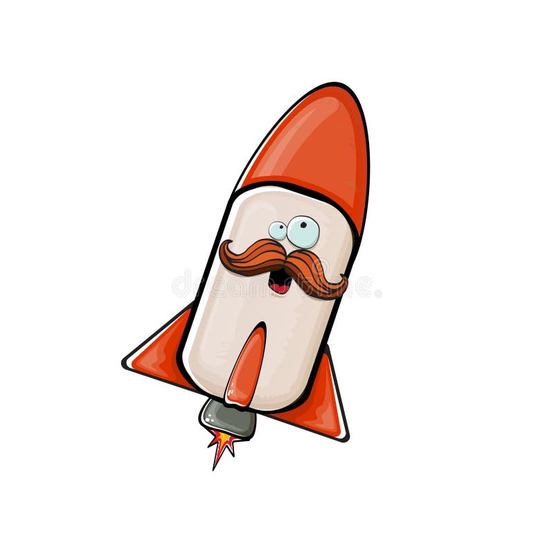 Rocket Spaceship Character. Cartoon Space Rocket Isolated on White ...