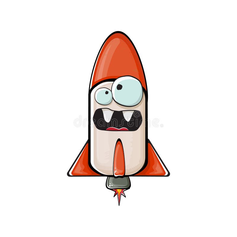 Rocket Spaceship Character. Cartoon Space Rocket Isolated on White ...