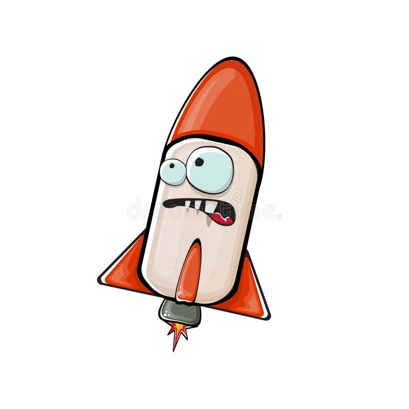 Rocket Spaceship Character. Cartoon Space Rocket Isolated on White ...