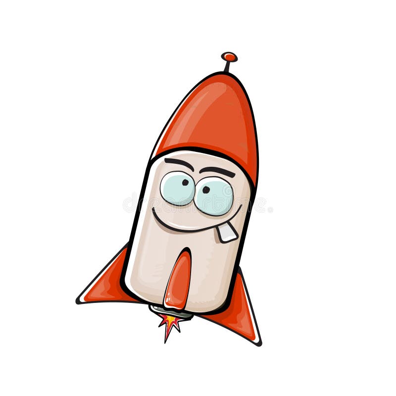Rocket Spaceship Character. Cartoon Space Rocket Isolated on White ...