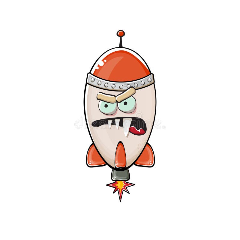 Rocket Spaceship Character. Cartoon Space Rocket Isolated on White ...