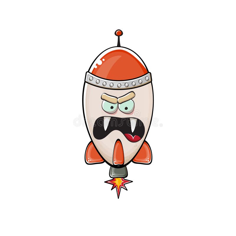 Rocket Spaceship Character. Cartoon Space Rocket Isolated on White ...