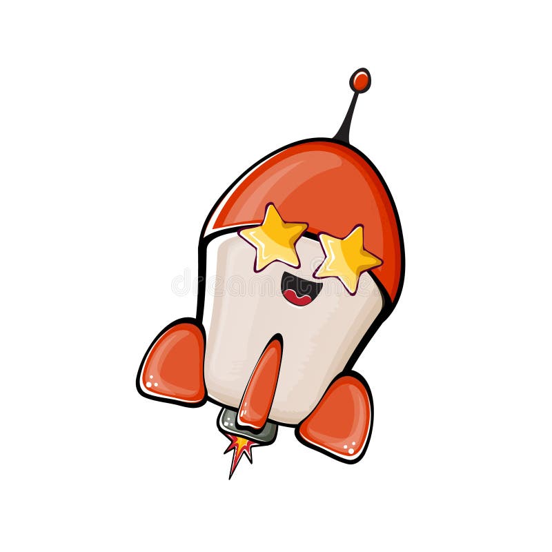 Rocket Spaceship Character. Cartoon Space Rocket Isolated on White ...