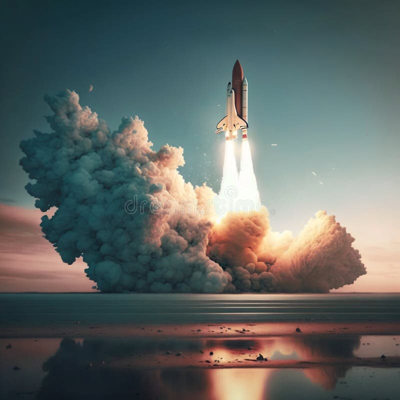 Rocket Spaceship Launch. Generative AI Stock Illustration ...