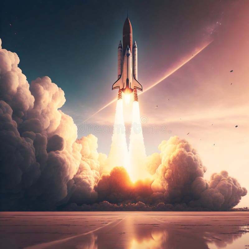 Rocket Spaceship Launch. Generative AI Stock Illustration ...