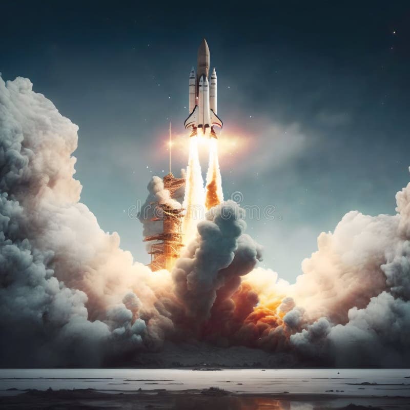 Rocket Spaceship Launch. Generative AI Stock Illustration ...