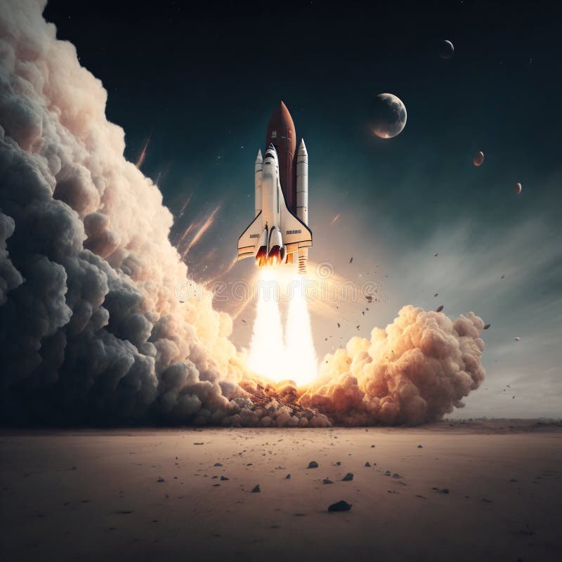 Rocket Spaceship Launch. Generative AI Stock Illustration ...