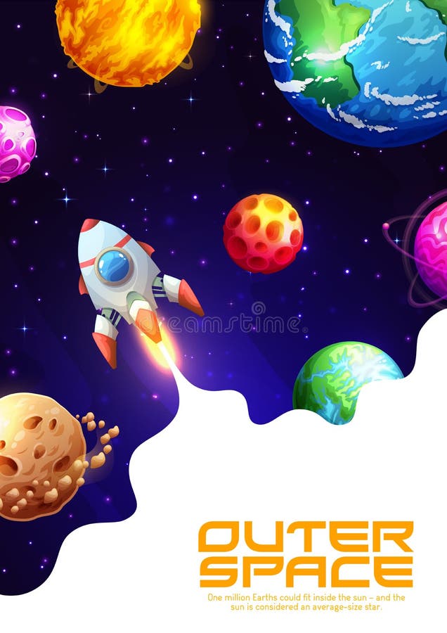 Rocket Spaceship in Outer Space Vector Background Stock Vector ...