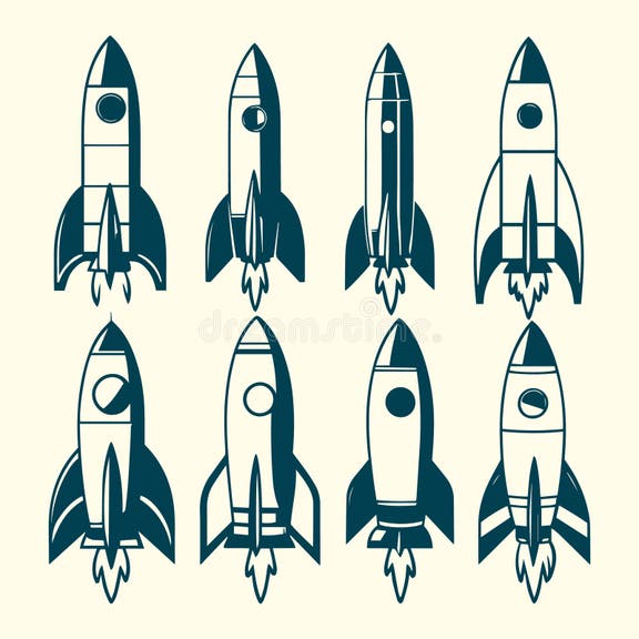 Rocket Spaceship Silhouette Vector Bundle Rocket Ship Silhouettes ...