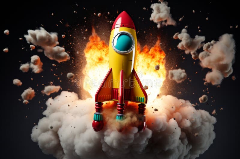 Rocket Spaceship Soaring through the Vastness of Outer Space in a ...