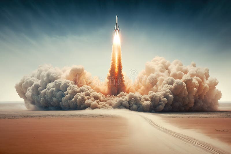 Rocket Spaceship Starting from Earth Stock Photo - Image of atlantis ...