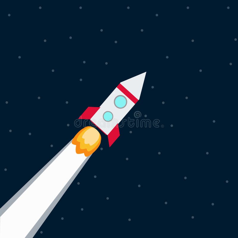 Rocket. Spaceship Take Off with Fire. Colored Space Ship Icon. Vector ...