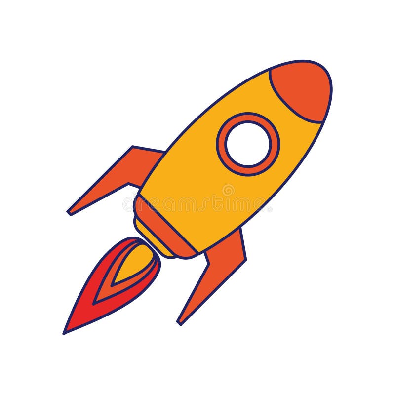Rocket Spaceship Taking Off Symbol Blue Lines Stock Vector ...
