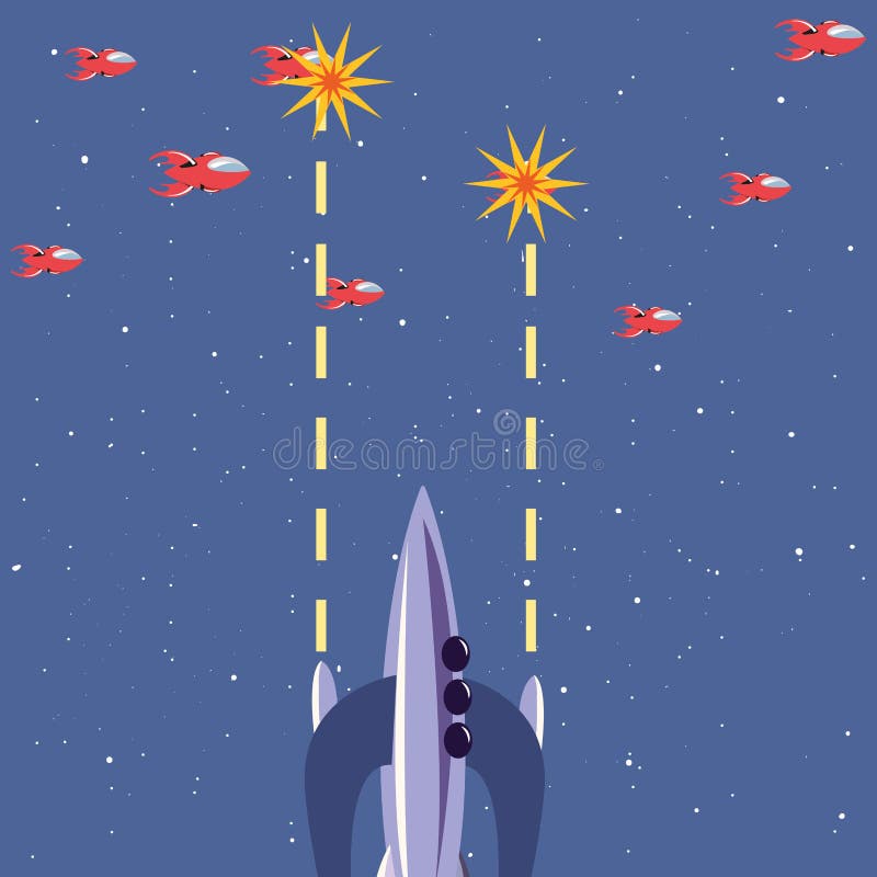 Rocket Spaceships Space Battle Stock Illustration - Illustration of ...