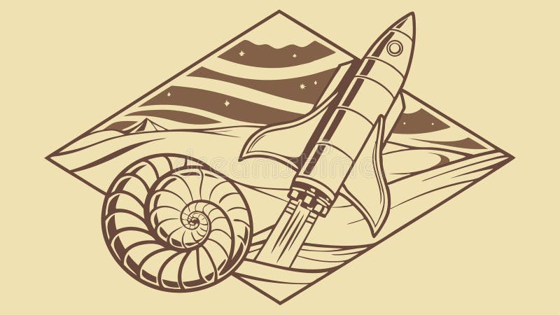 Rocket on Spiral Seashell Vector Illustration, Vector Design Generative ...