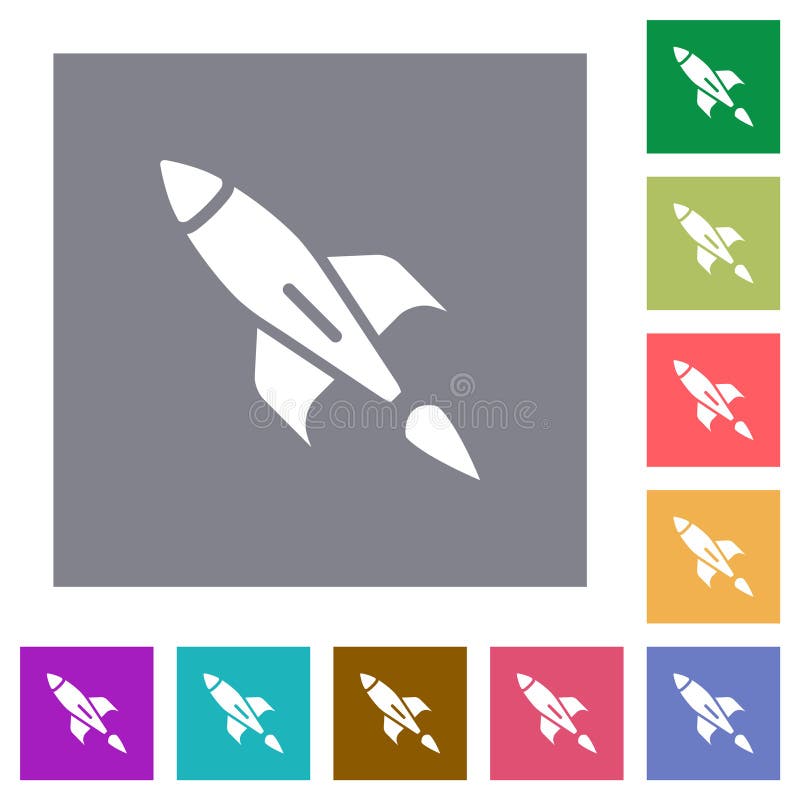 Rocket square flat icons stock vector. Illustration of ebusiness ...
