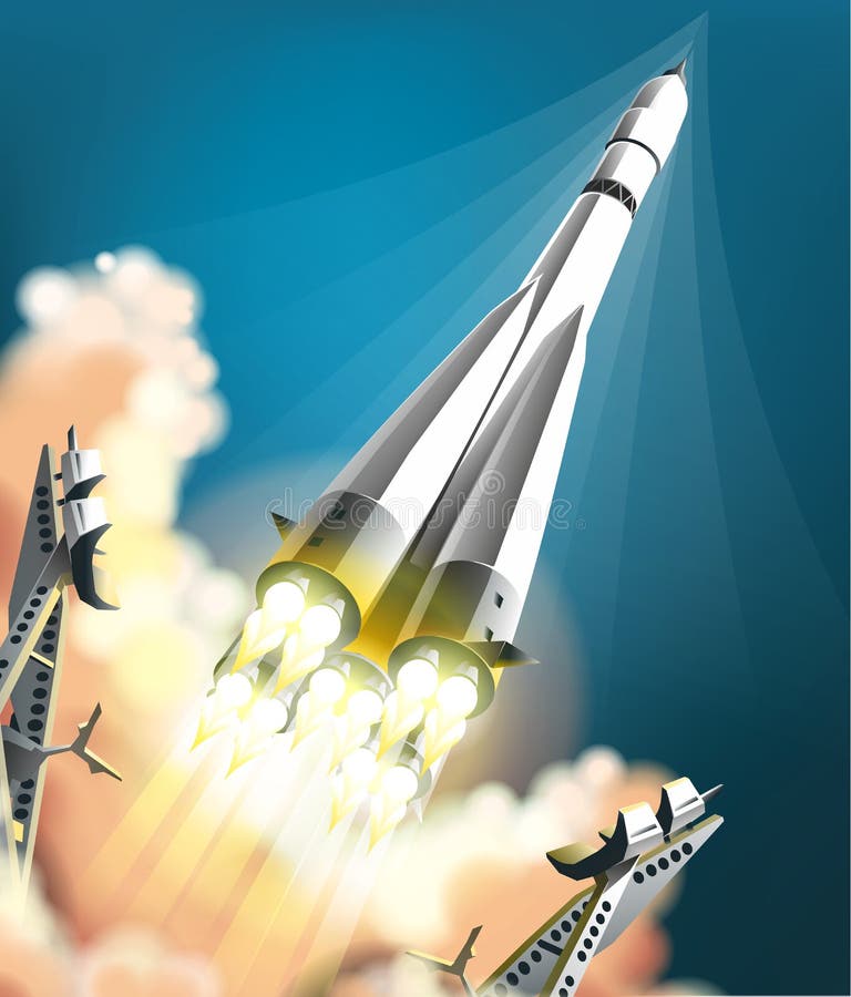 Rocket Start Whith Smoke. Startup. Stock Illustration - Illustration of ...
