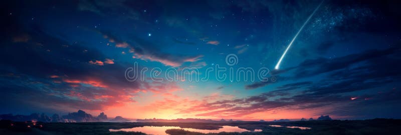 Rocket Starting Its Space Exploration Mission, with the Starry Sky As a ...