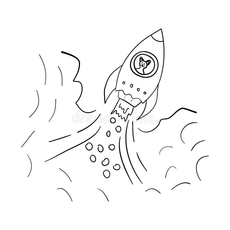 Rocket Starting Up with a Cat Character Inside. Stock Vector ...