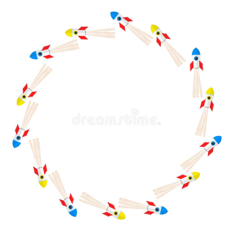 Rocket, Startup Art Drawn Round Frame Stock Vector - Illustration of ...