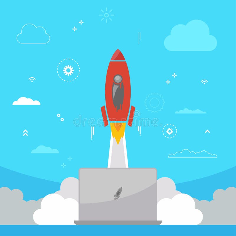 Rocket Startup Business Design Concept Stock Vector - Illustration of ...