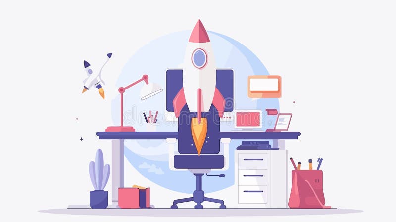 Rocket Startup Flat Style - Innovative Space Exploration Concept for ...