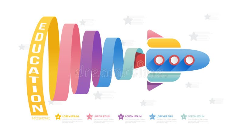 Rocket 5 Steps To Goal Infographic Template for Education, Presentation ...