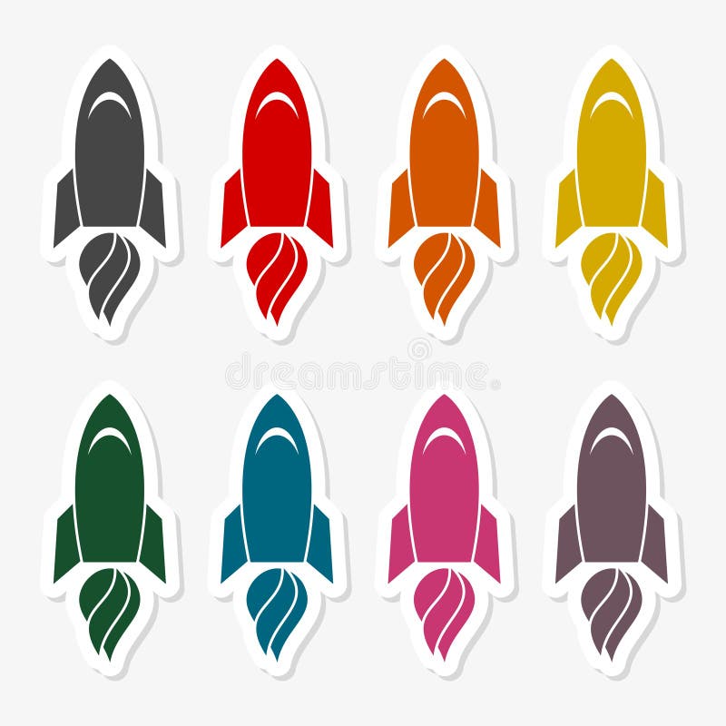 Rocket sticker set stock vector. Illustration of shuttle - 121558132