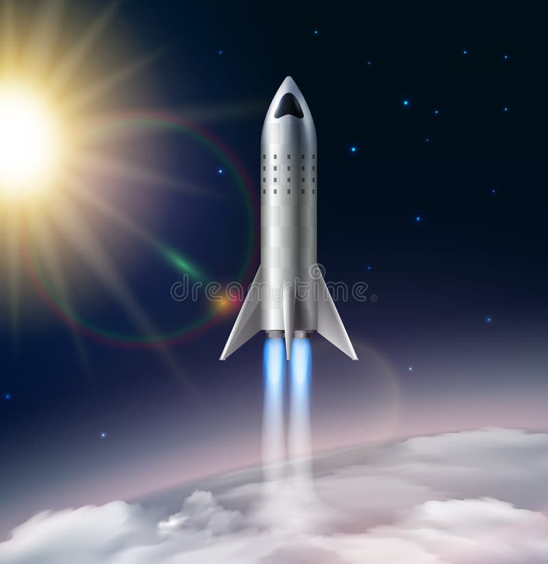 Rocket Stratosphere Realistic Composition Stock Vector - Illustration ...