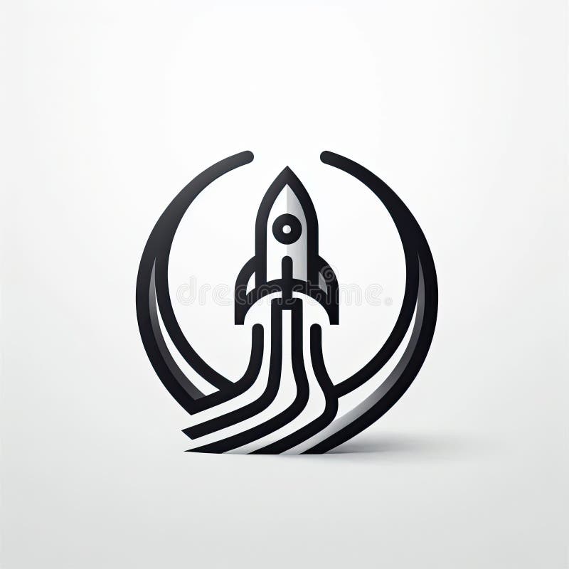 Rocket Symbol Surrounded by Dynamic Rings Stock Illustration ...