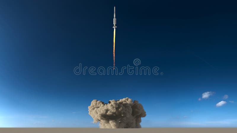 Rocket take off on sky stock illustration. Illustration of supersonic ...