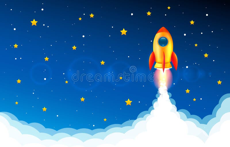 Rocket Take Off into Space, Idea Start Up Stock Vector - Illustration ...