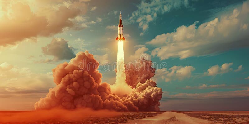 A Rocket Takes Off into the Air Stock Image - Image of shuttle, launch ...