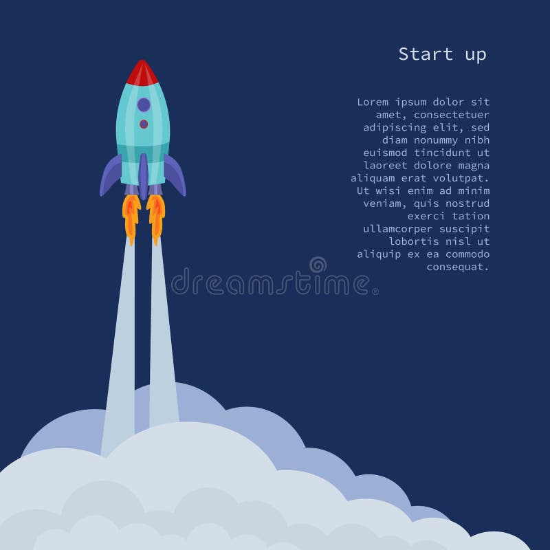 The Rocket Takes Off. the Concept of a Quick Start in Business. Vector ...