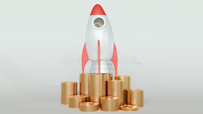Rocket Takes Off with Dollar Coins Stock Illustration - Illustration of ...